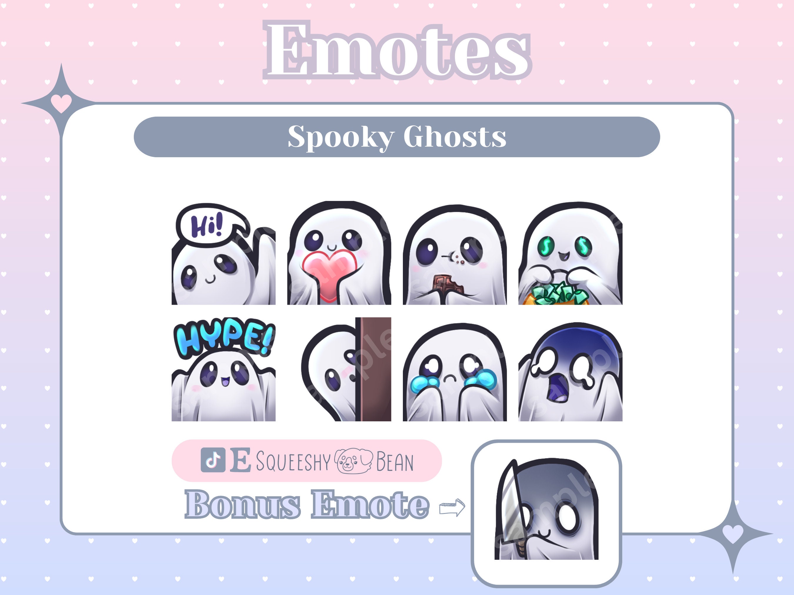 Spooky Ghost Twitch Emotes Digital Download Cute Emotes - Etsy
