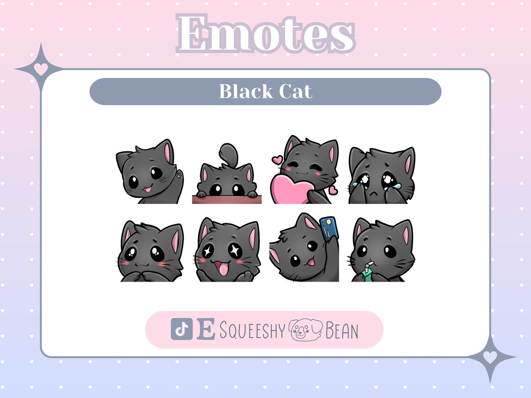 Black Cat Twitch Emotes | Digital Download | Cute Emotes | Cat Emotes ...