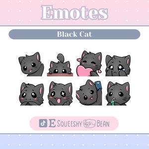 Black Cat Twitch Emotes / Descarga digital / Emotes lindos / Emotes de ...