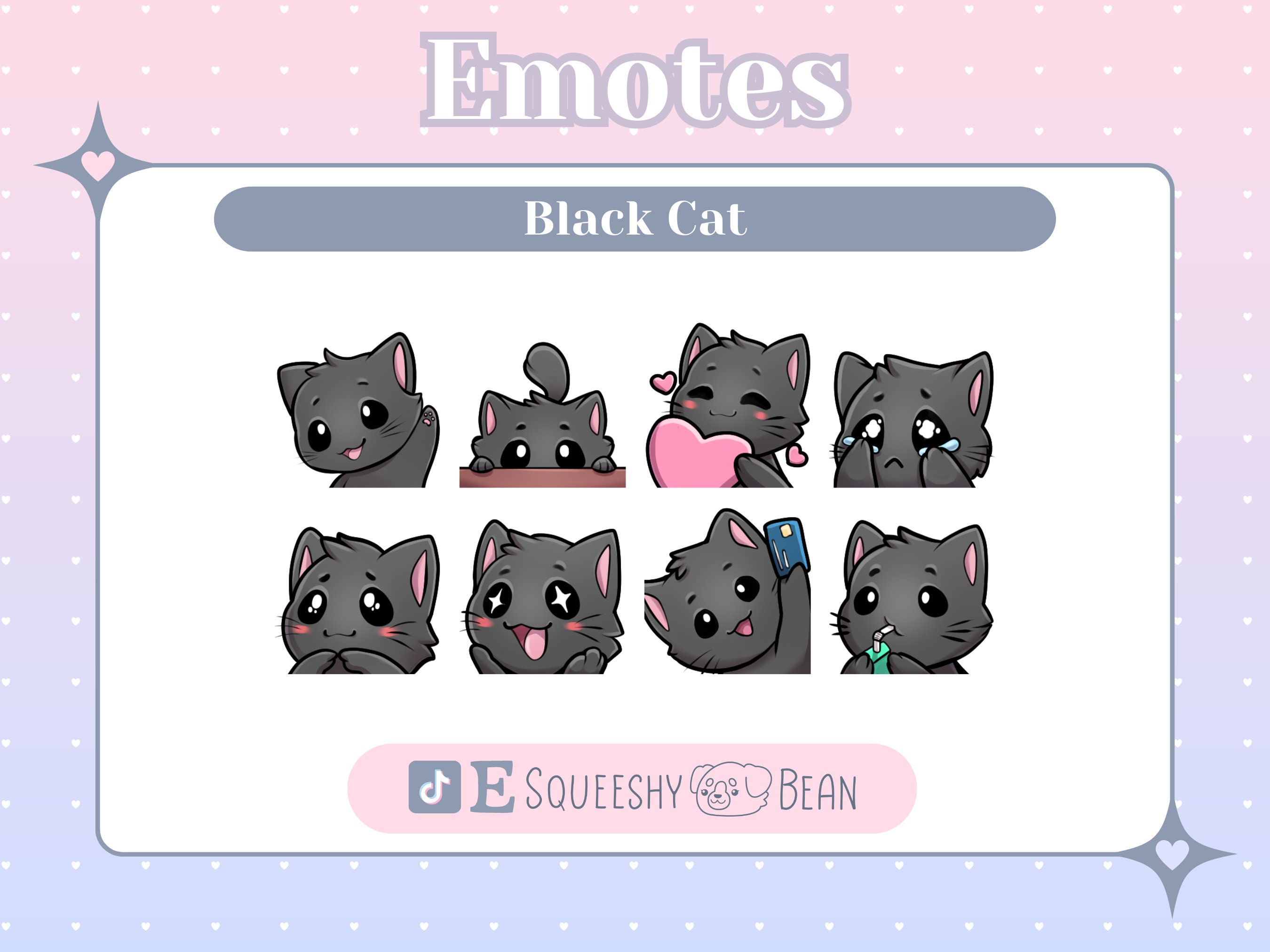 Black Cat Twitch Emotes / Descarga digital / Cute emotes / Cat - Etsy ...