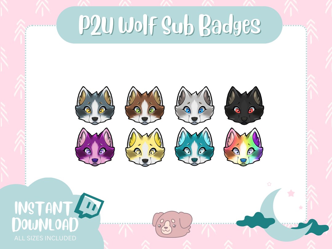 Wolf Twitch Sub Badges | Wolf Emotes | Digital Download | Cute Emotes ...