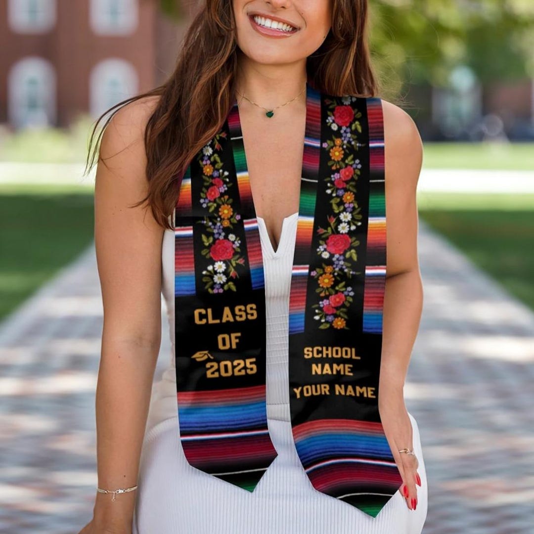 Custom Mexican Graduation Stole Sash, Hispanic Personalized Honor ...