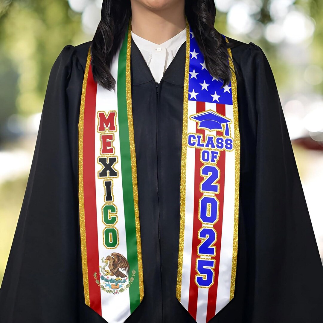 Mexican Graduation Sash, Guadalupe Stole, Mexican American Flag ...