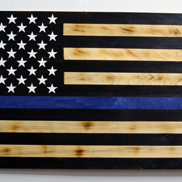Wooden Thin Blue Line Flag - Etsy