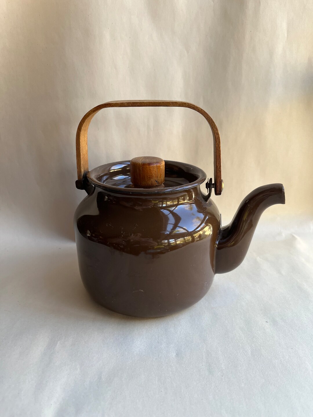 Vintage Brown Enamelware Teapot, Japanese Enamel Tea Kettle - Etsy