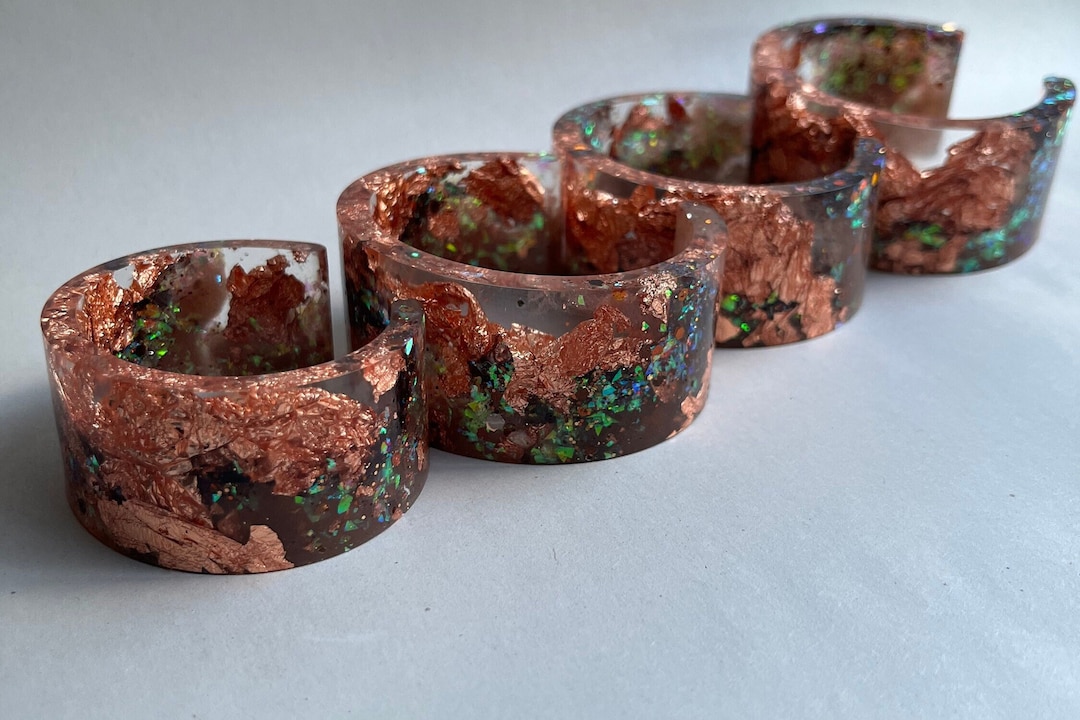 Coffee Iridescent Resin Cuff Bracelet: Copper Statement Jewelry - Etsy