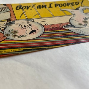 Humorous Illustrated Boy Im Pooped Linen Post Card Postcard - Etsy