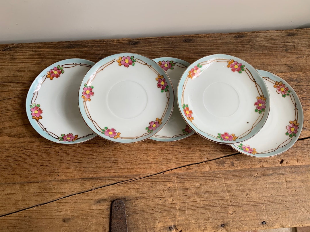 Vintage Japanese Miniature Floral Motif Plate Set - Etsy