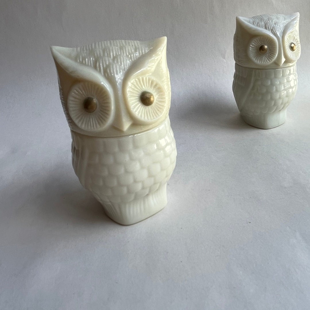 Vintage White Owl Jar by Avon Collectable Bird - Etsy