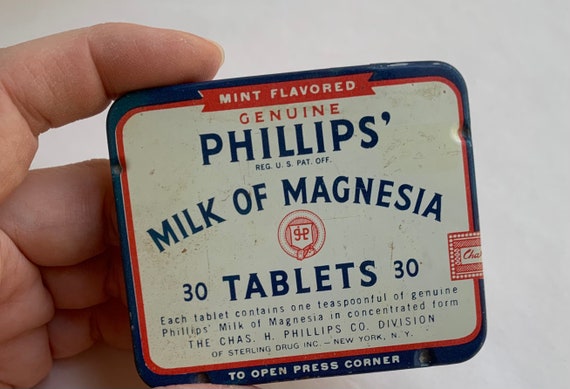 Vintage Phillips Milk of Magnesia Tablets Tin Medicin… - Gem