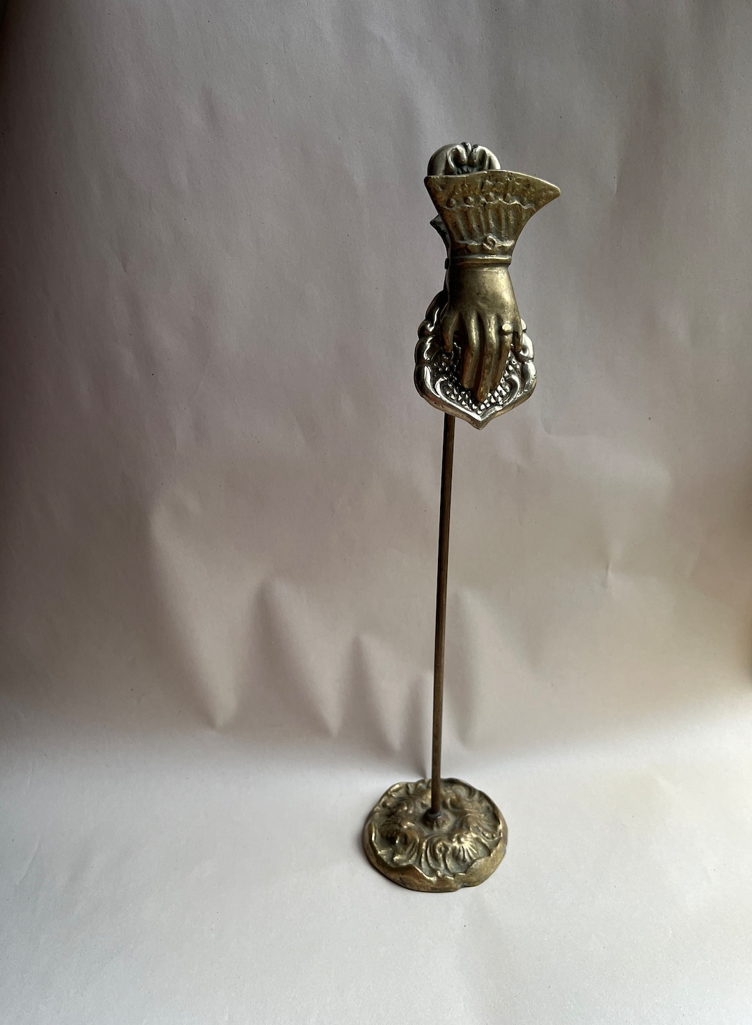 Brass Victorian Style Hand Clip Letter or Napkin Holder, Antique Desk ...