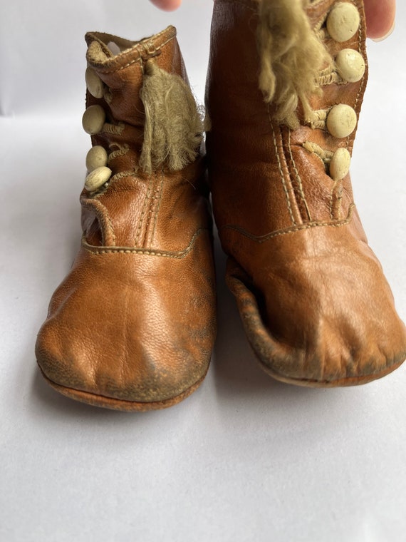 Antique Baby Leather HighTop Boots Button Down Shoes - Gem