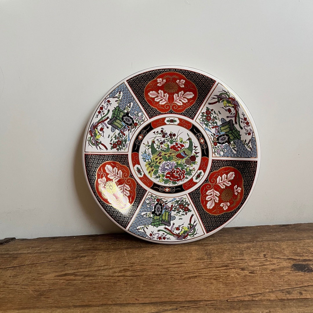 Vintage Japanese Imari Plate With Peacocks and Rickshaw Motif by Newcor ...