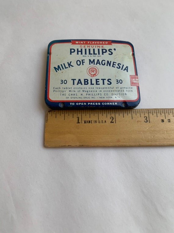 Vintage Phillips Milk of Magnesia Tablets Tin Medicin… - Gem