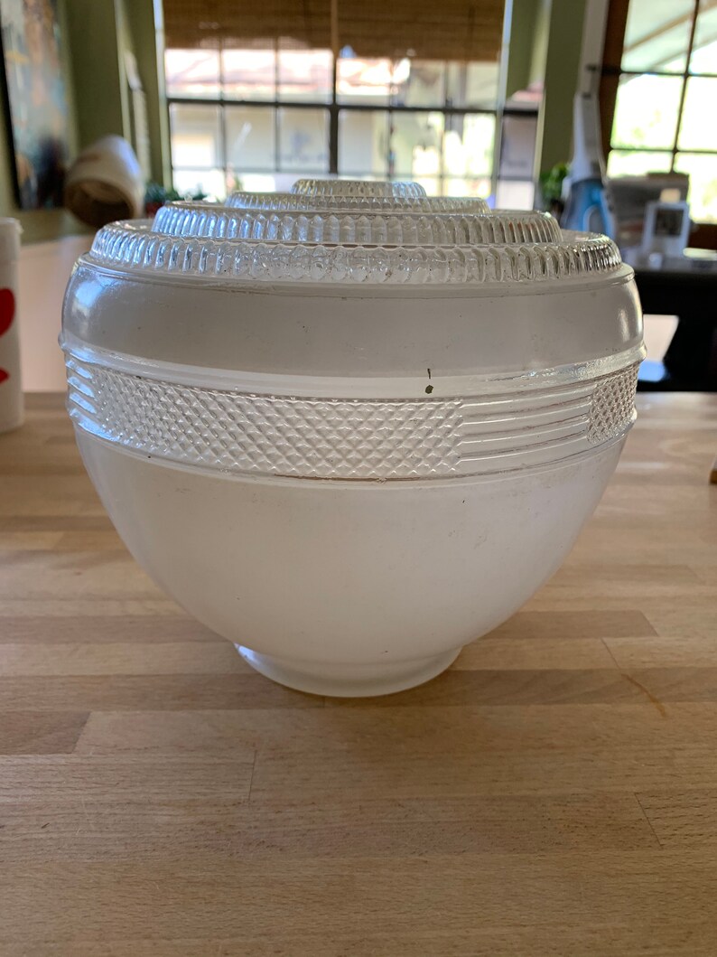 Vintage Ceiling Light Cover Art Deco Style Frosted Bulls Eye - Etsy