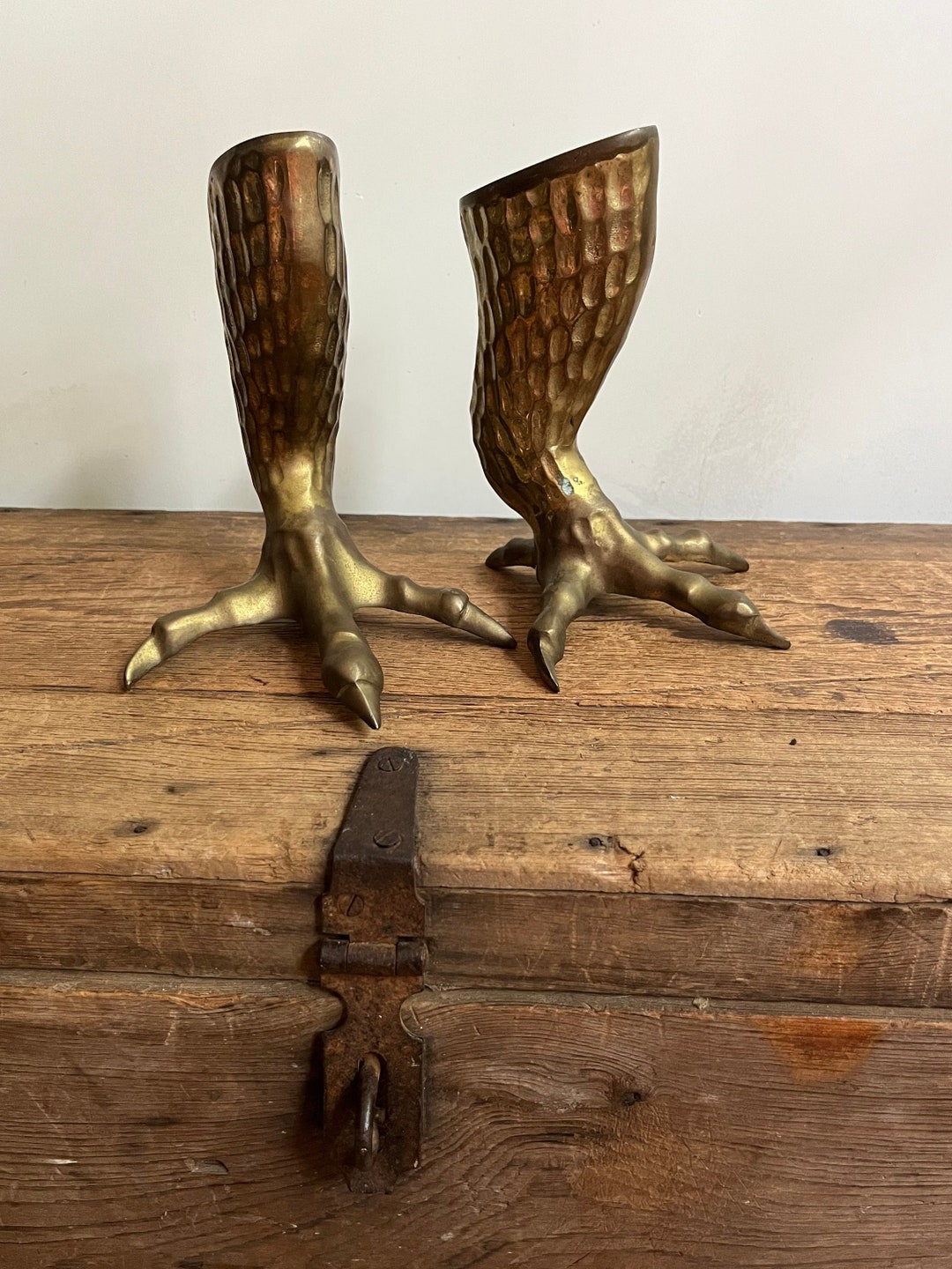 Vintage Midcentury Brass Eagle Talon Candle Stick Holder Set, Bird ...
