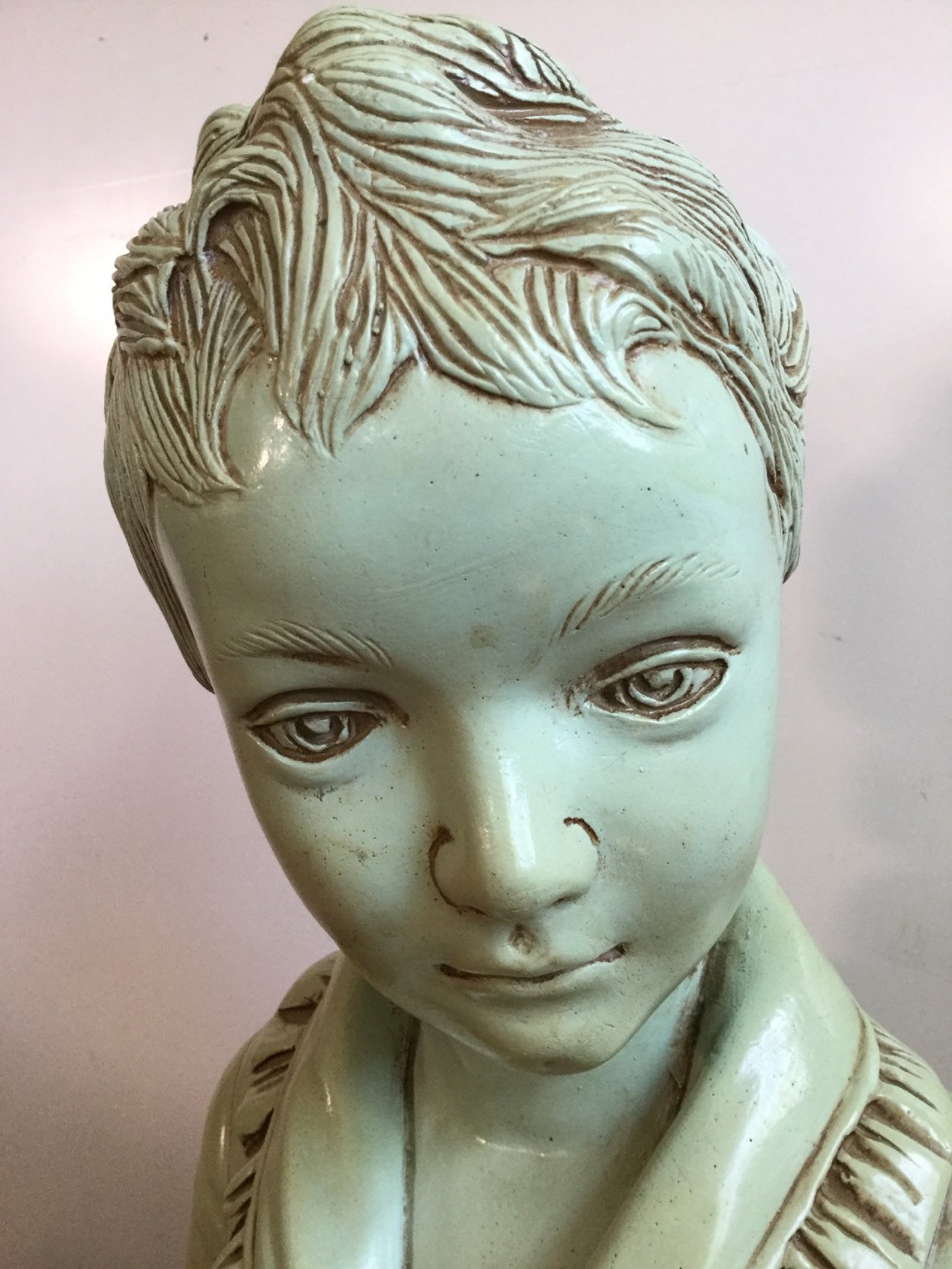 Jaru Chalkware Bust Boy Statue - Etsy