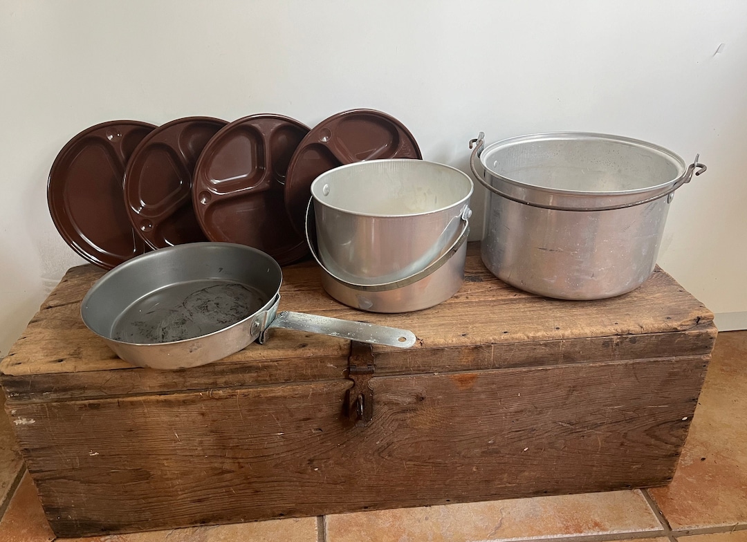 Vintage Open Country Aluminum Camping Nesting Pots With Plastic Plate ...