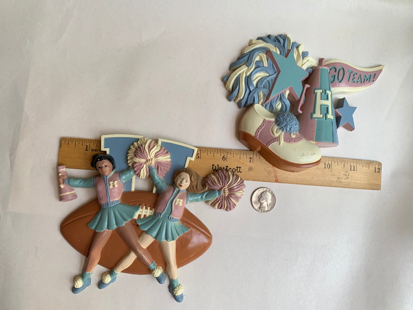 Vintage Cheerleading School Spirit Wall Plaques Panels by Burwood Blue ...