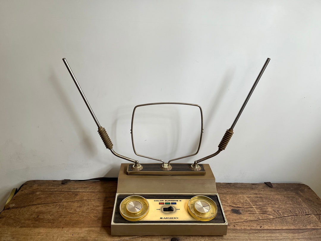 Vintage Archer Color Supreme III TV Rabbit Ears Rotating Antenna, Wood ...