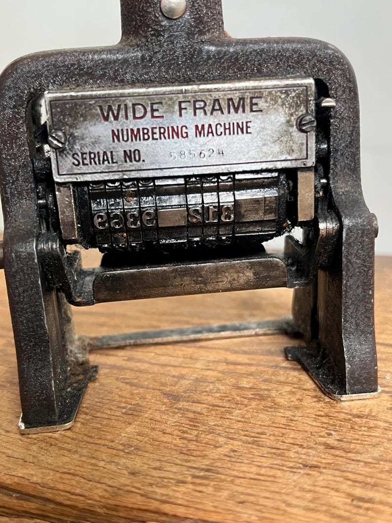 Vintage Number Stamper, Bates Wide Frame Numbering Machine Serial No ...