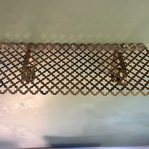 Midcentury Perforated Four Leaf Clover Metal Shelf With Heart Brackets ...