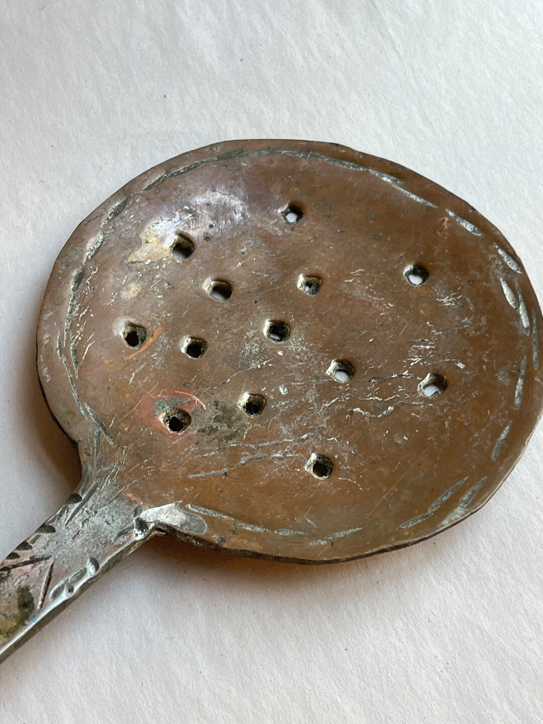 Antique Primitive Copper Skimming Spoon, Hand Forged Skimmer - Etsy