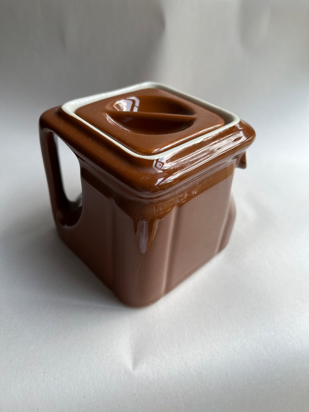 Small Vintage Brown Ceramic Art Deco Cube Square Teapot by Hall ...