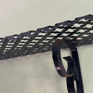 Midcentury Perforated Four Leaf Clover Metal Shelf With Heart Brackets ...