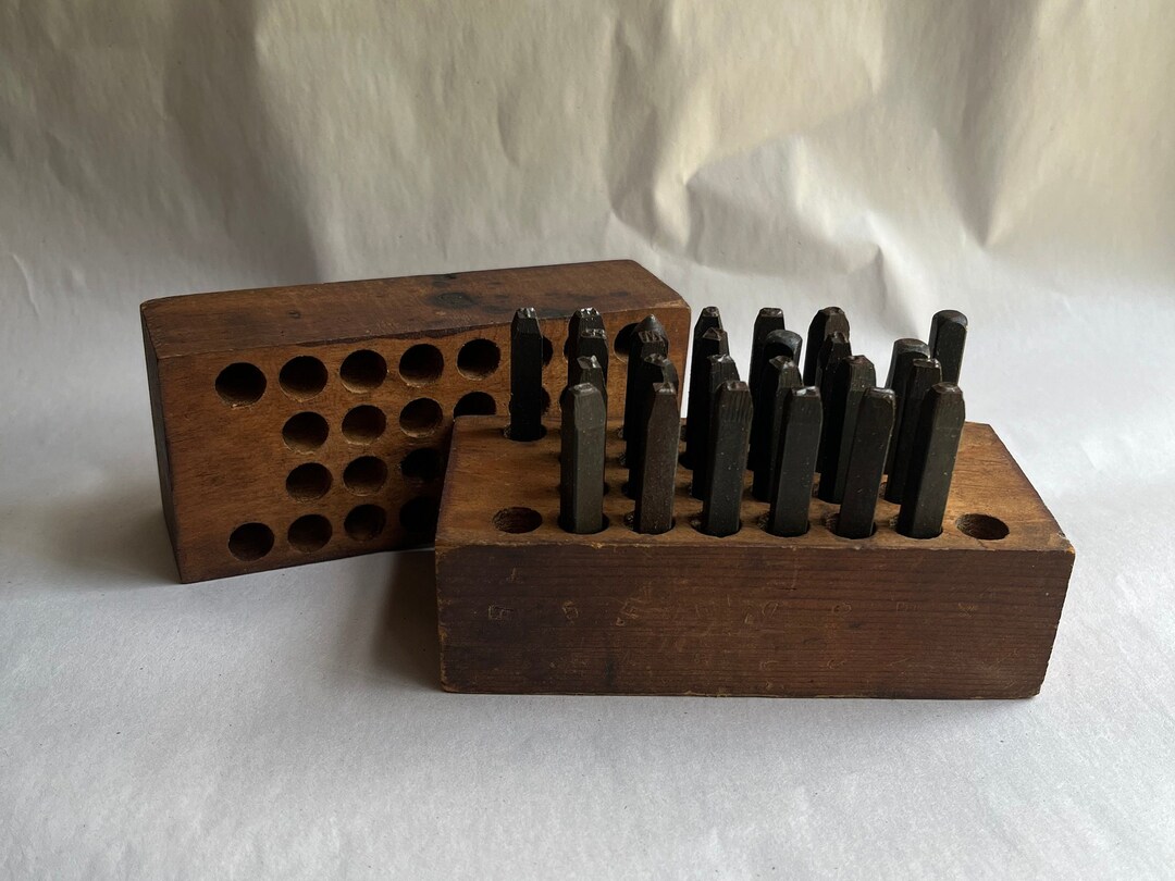 Vintage Steel Alphabet Letter 1/8 Punch Set Leather Work Stamp Kit No ...