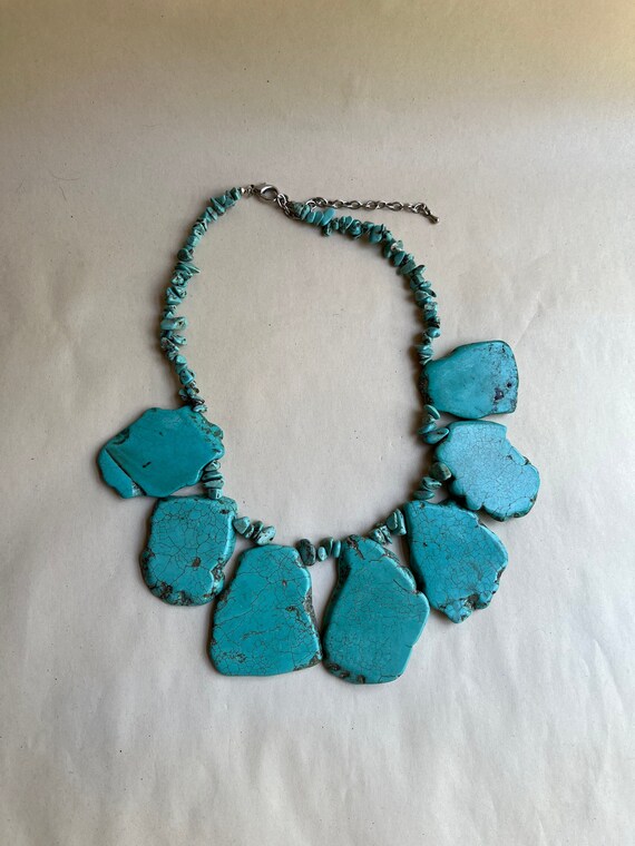 Statement necklace blue turquoise - Gem