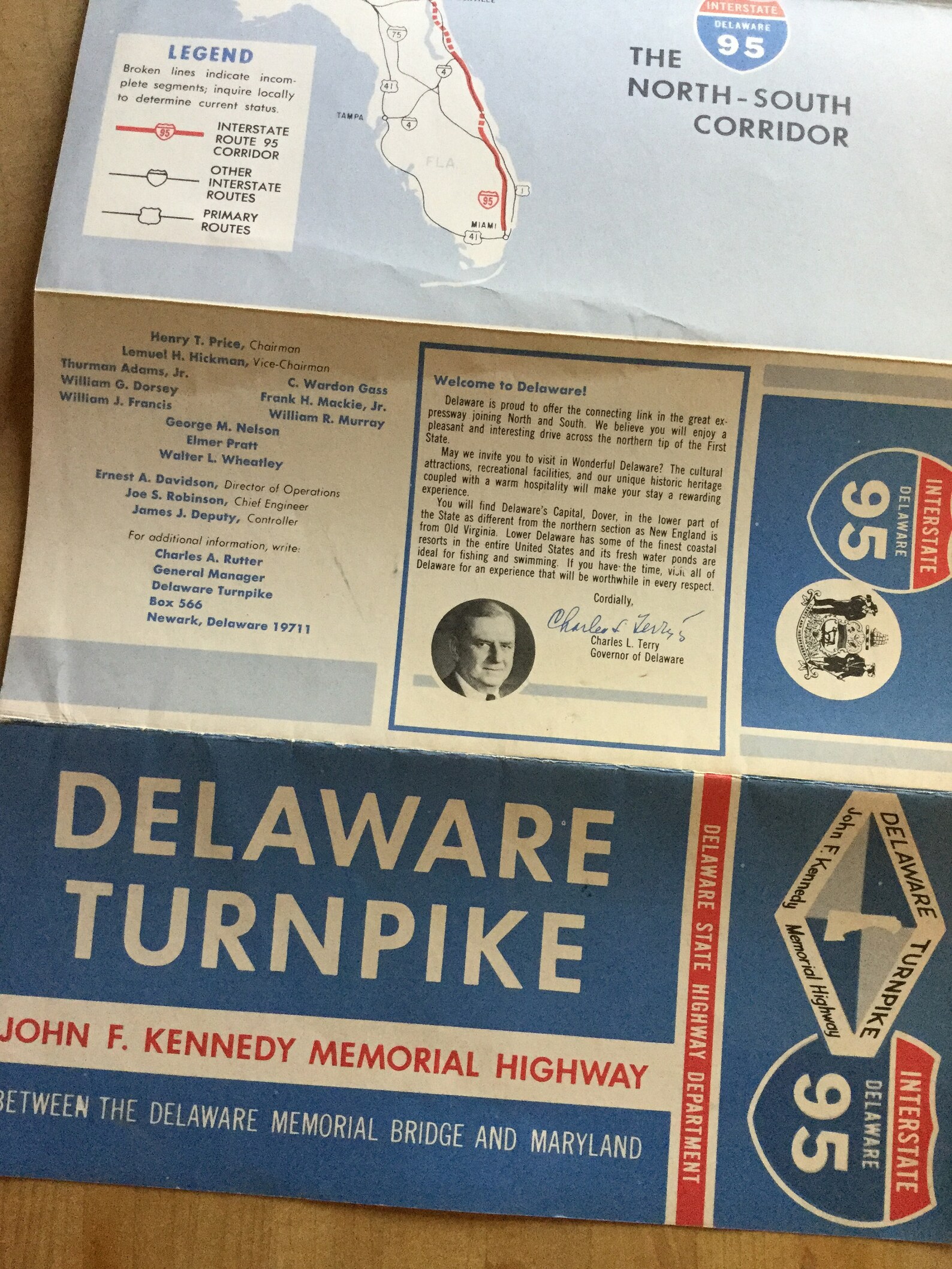 Vintage Delaware Turnpike Folding Map Interstate 95 Circa 1963 | Etsy