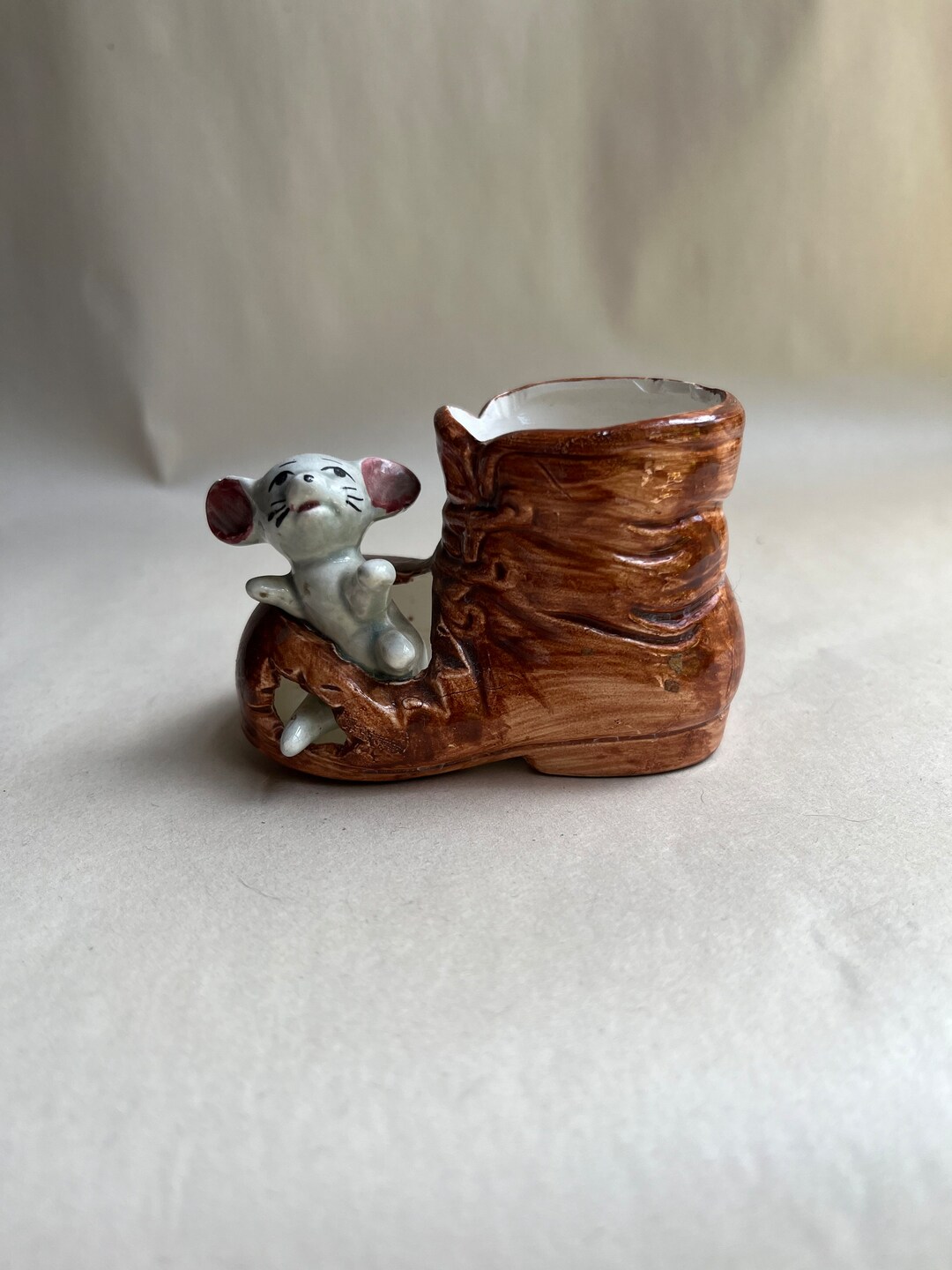 Vintage Mouse in Boot Figure Toothpick Holder, Mini Succulent Planter ...