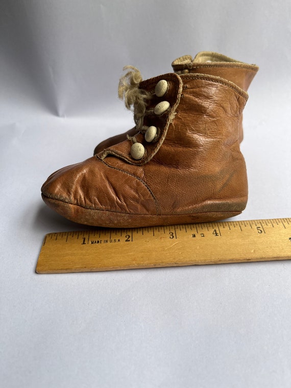 Antique Baby Leather HighTop Boots Button Down Shoes - Gem