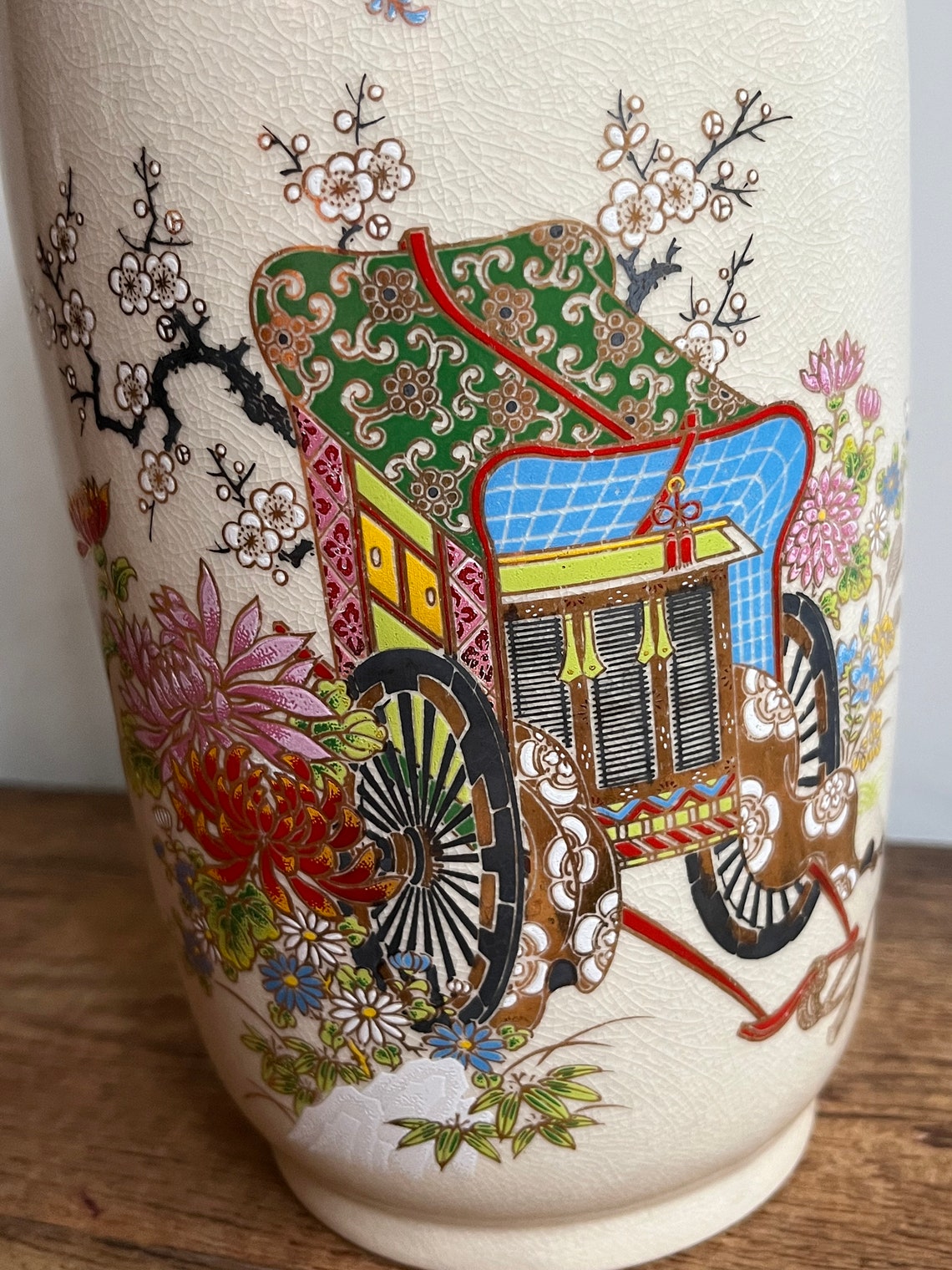 Large Vintage Lotus Flower Cart Ceramic Japanese Vase - Etsy