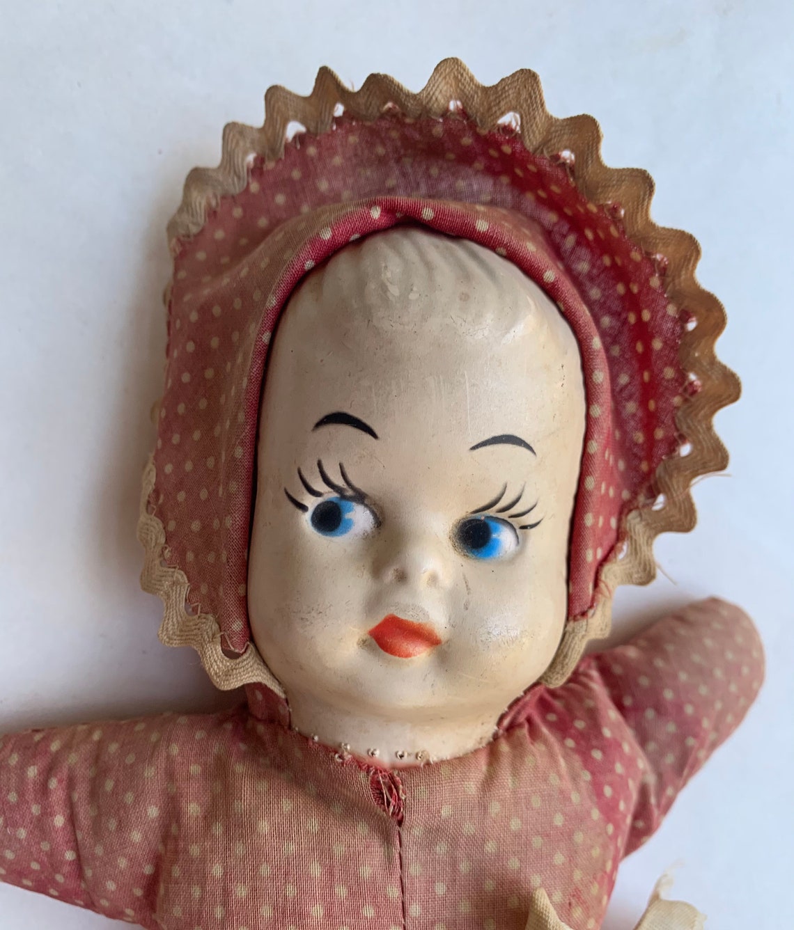 Vintage Mask Face Doll Red White Polka Dot Stuffed Plush | Etsy