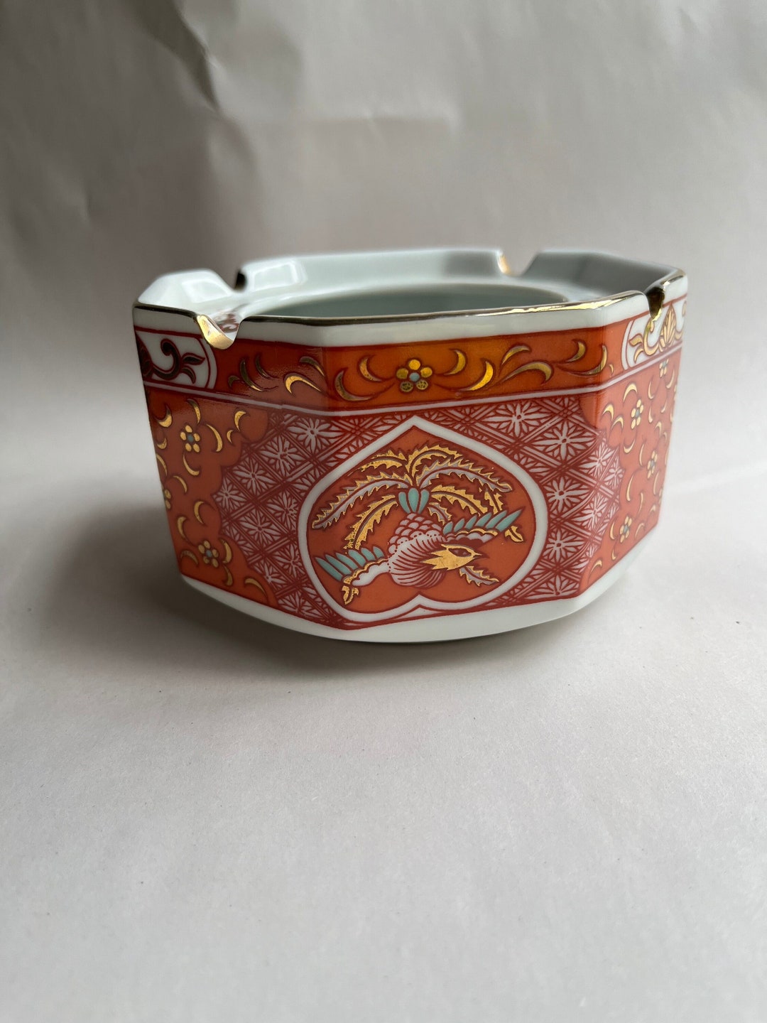 Large Japanese Red Phoenix Bird Ashtray, Large Vintage Ashtray - Etsy