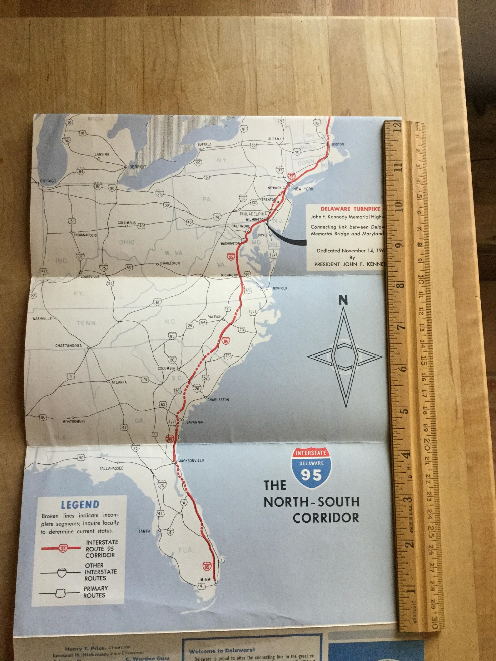 Vintage Delaware Turnpike Folding Map Interstate 95 Circa 1963 | Etsy