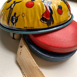 Vintage Tin Litho Circus Noise Maker Bell by US Metals & Wood Castanet ...