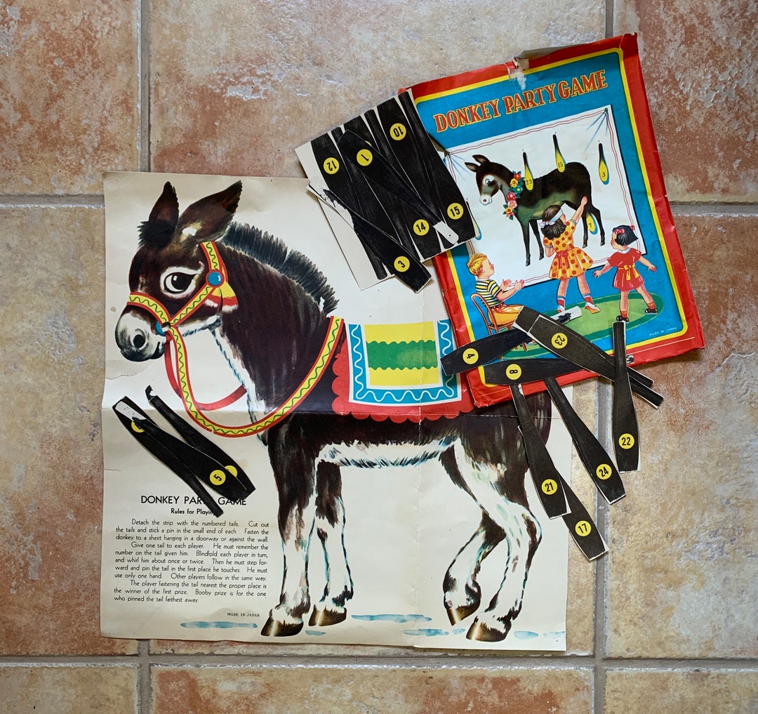 Vintage Donkey Party Game Complete Made in Japan Litho Paper - Etsy