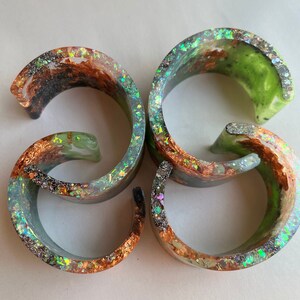 Sea Foam Green and Black Opal Copper Resin Cuff Bracelet Big Bangle ...