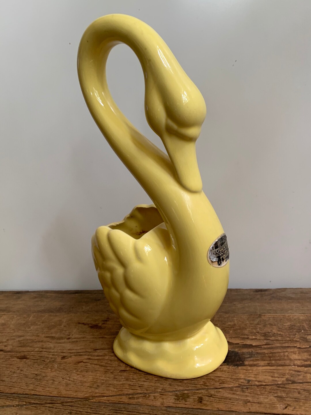 Vintage Hollywood Pottery Yellow Swan Vase Planter Ceramic - Etsy