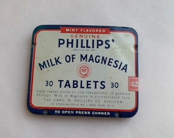 Circa 1930's Phillips Milk of Magnesia mint Flavored Tablets Medicine ...