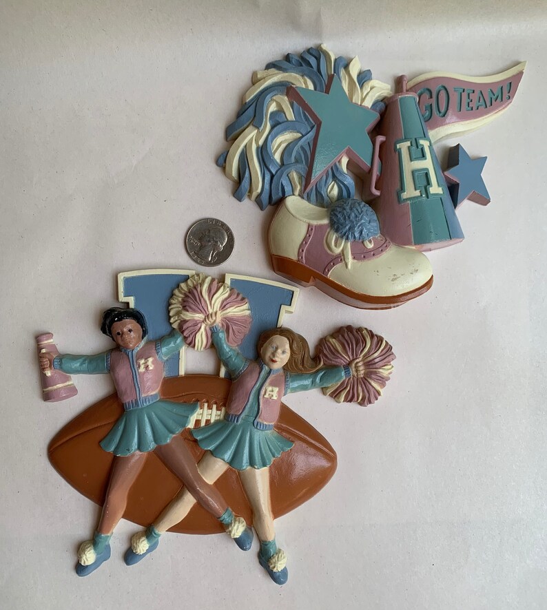 Vintage Cheerleading School Spirit Wall Plaques Panels by - Etsy