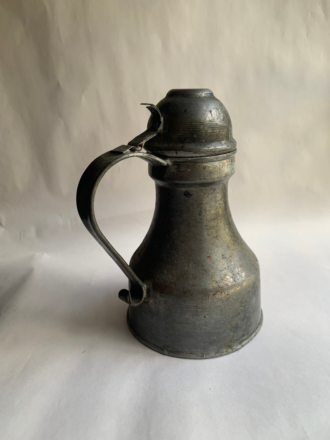 Antique Tin Tankard With Hinged Lid Tappit Hen, Colonial Flagon, Beer ...