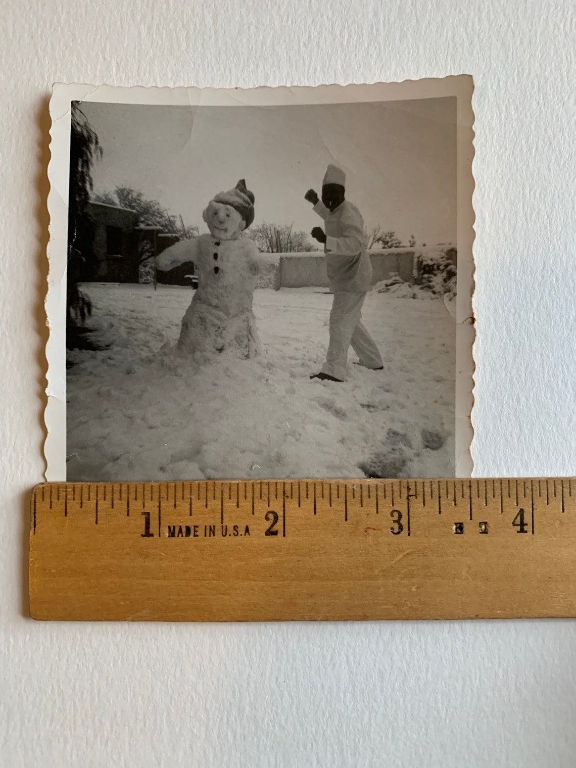 Vintage Chef With Snowman 1940s Winter Photograph - Etsy