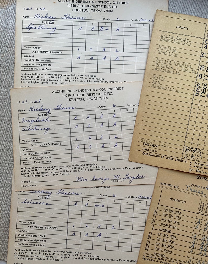 Texas Vintage Report Card and Student Information Cards Paper - Etsy