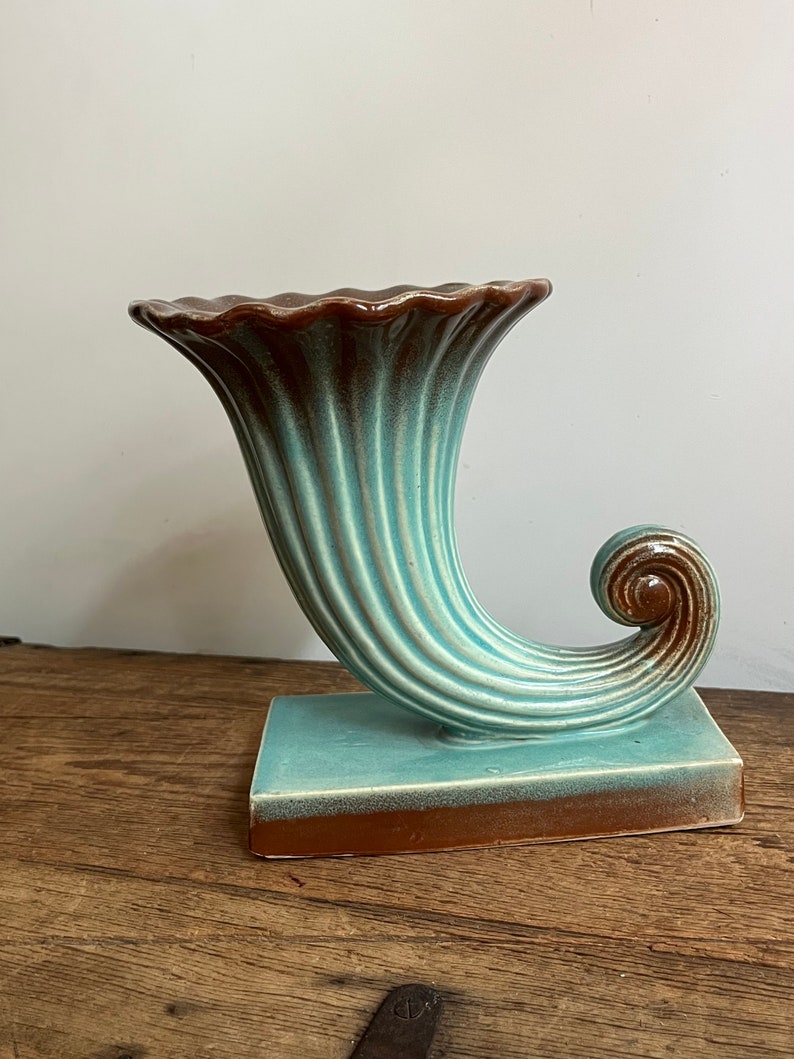 Vintage Aqua Blue Cornucopia Planter Japan Abstract Shape Bowl - Etsy