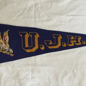 Vintage UJH Eagle Pennant Commemorative Sports Flag - Etsy