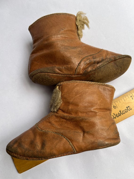 Antique Baby Leather HighTop Boots Button Down Shoes - Gem